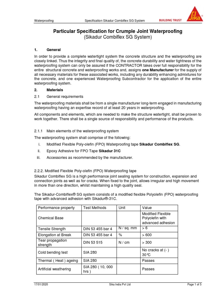 Particular Specifications For Expanssion Joint Waterproofing - Sikadur ...