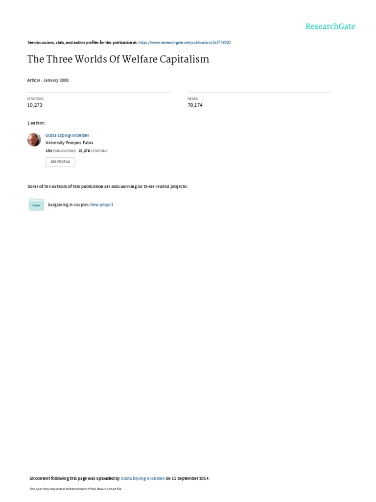 The Three Worlds of Welfare Capitalism | PDF | Welfare State | Socialism