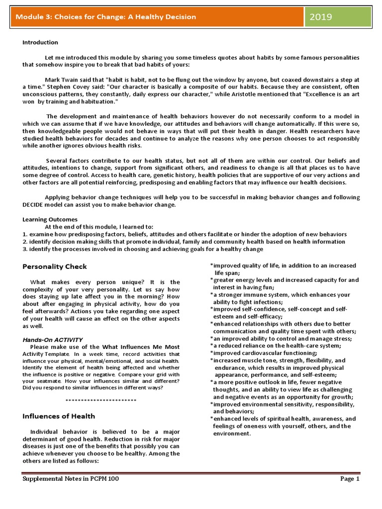 Health Systems Supplemental Notes For Module 3 | PDF | Attitude ...