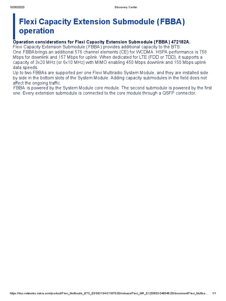 Flexi Capacity Extension Submodule (FBBA) Operation | PDF | Computers