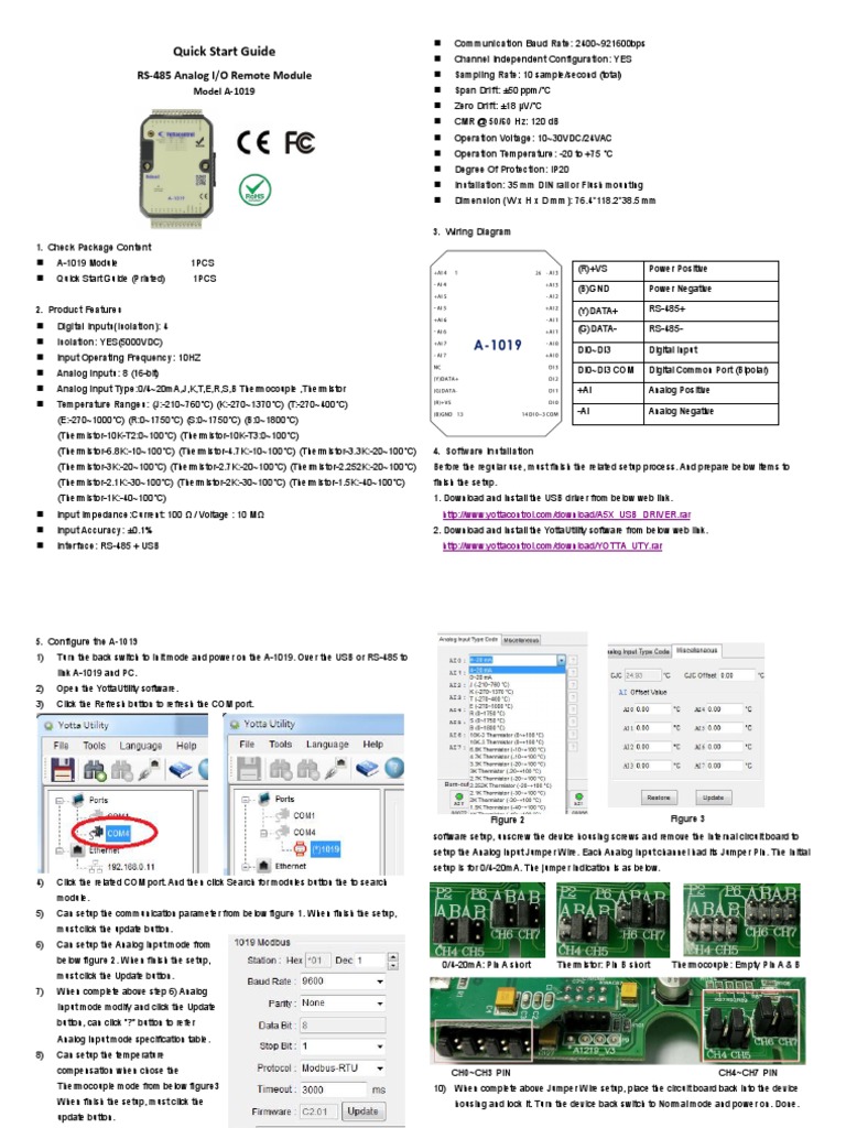 Quick Start Guide: RS-485 Analog I/O Remote Module | PDF | Usb ...