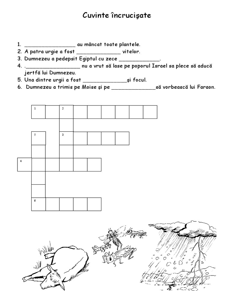 Cele 10 Urgii Cuvinte Încrucişate | PDF