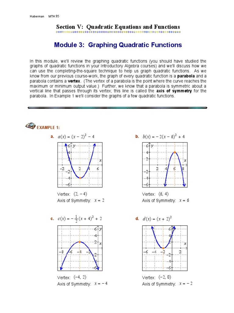 Module 3: Graphing Quadratic Functions | PDF | Mathematical Concepts ...