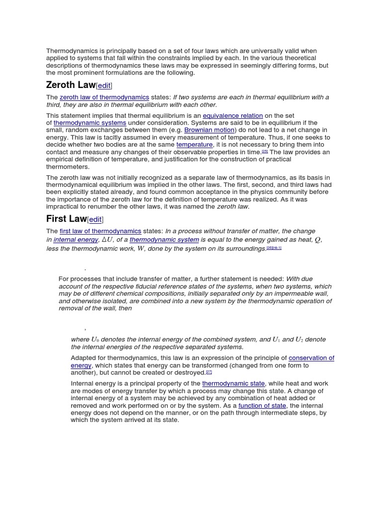 Zeroth Law of Thermodynamics | PDF | Thermodynamics | Thermodynamic ...
