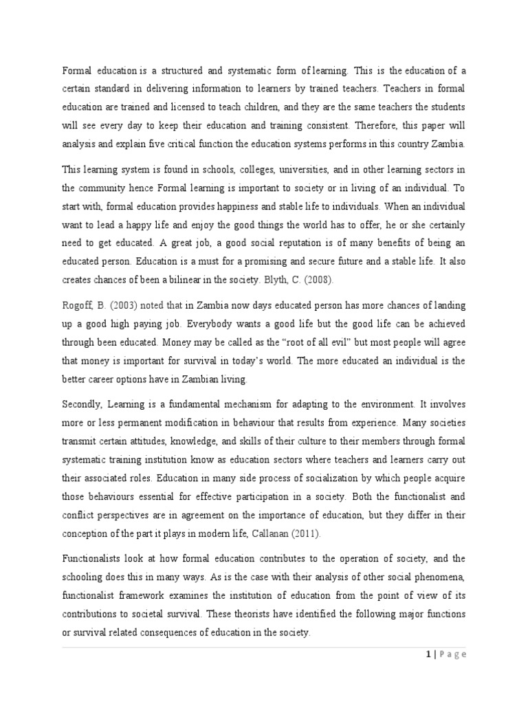 Formal Education Socialogy Ass2 | PDF | Institution | Society