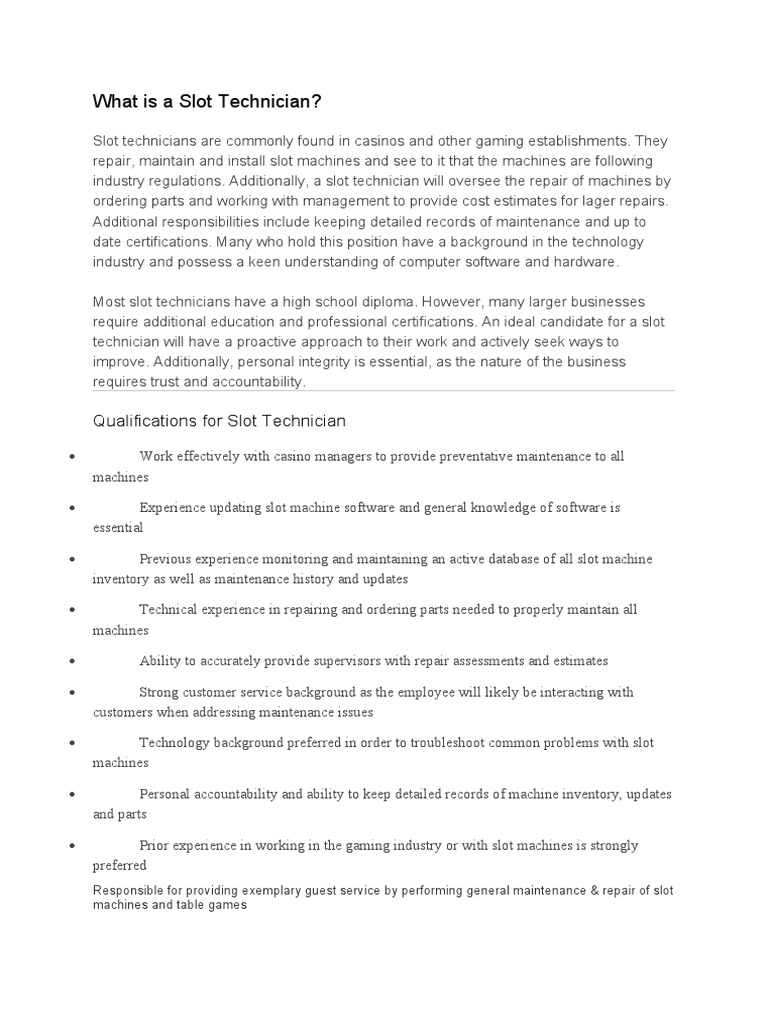 What Is A Slot Technician | PDF | Slot Machine | Professional Certification