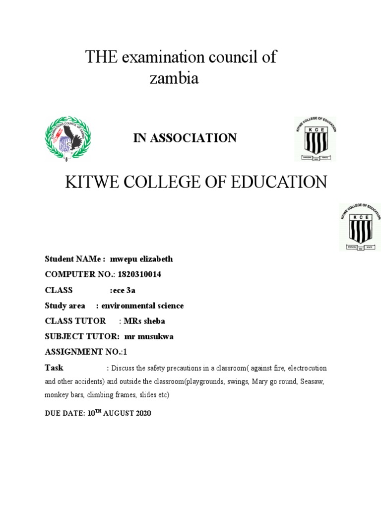 THE Examination Council of Zambia: Kitwe College of Education | PDF
