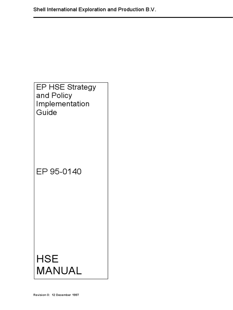 HSE Strategy and Policy Implementation Guide | PDF | Joint Venture ...