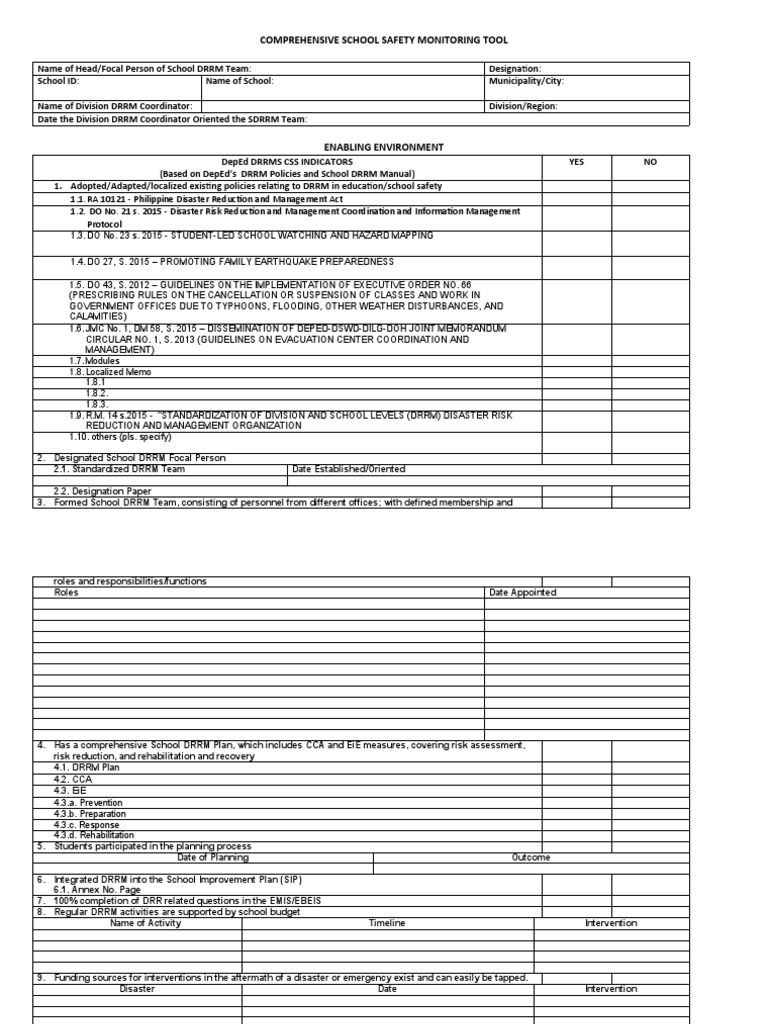 Division of Batangas DRRM Monitoring - Tool 2019 Edited | PDF ...