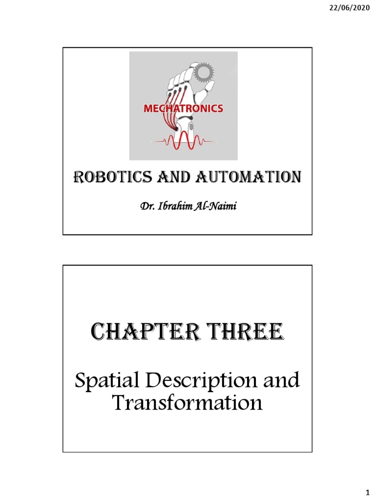 Chapter 3 Spatial Descriptions and Transformations PDF | PDF | Matrix ...