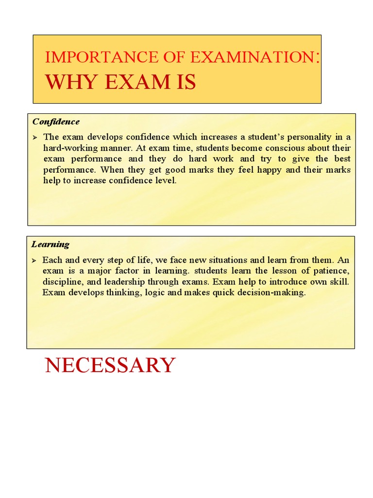 Why Exam Is: Importance of Examination | PDF