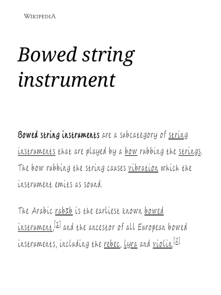 Bowed String Instrument - Wikipedia | PDF | Violin | Continuous Pitch ...