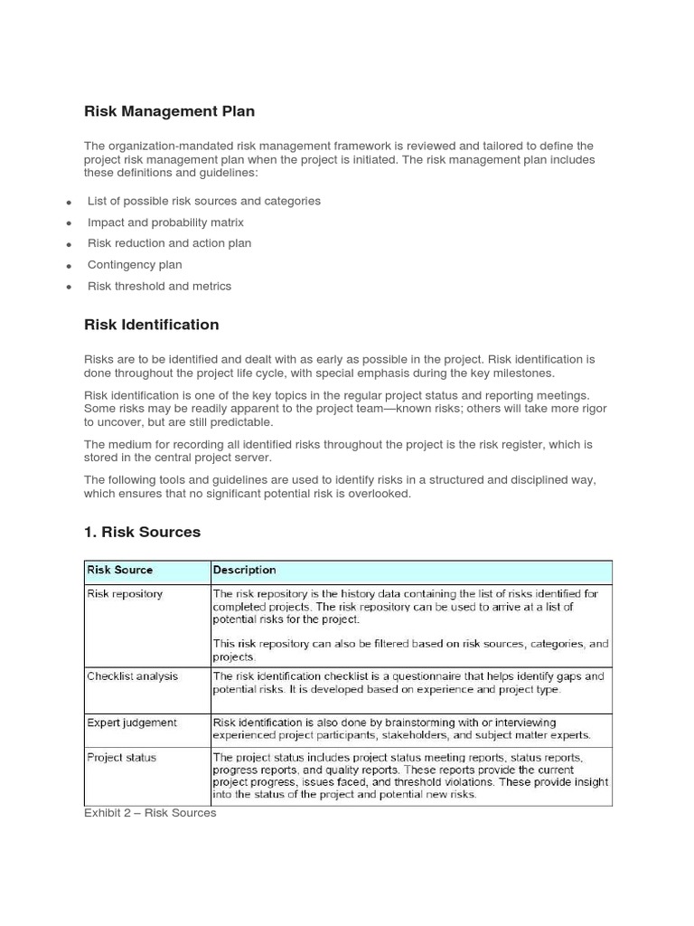 Risk Management Plan | PDF | Risk | Risk Management