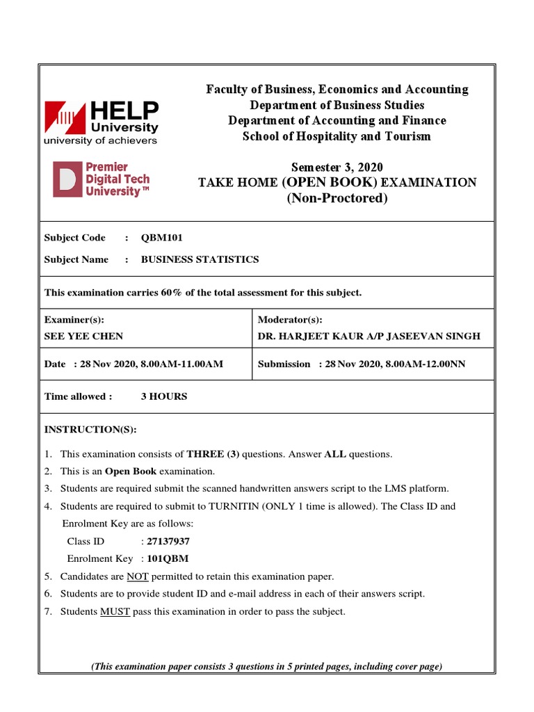 Take Home Examination QBM101 (Set R) PDF | PDF | Confidence Interval ...