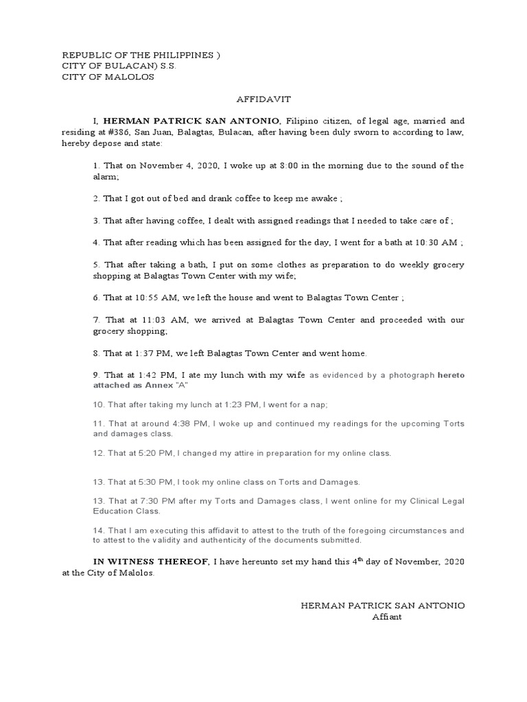 IN WITNESS THEREOF, I Have Hereunto Set My Hand This 4: Hereto Attached ...