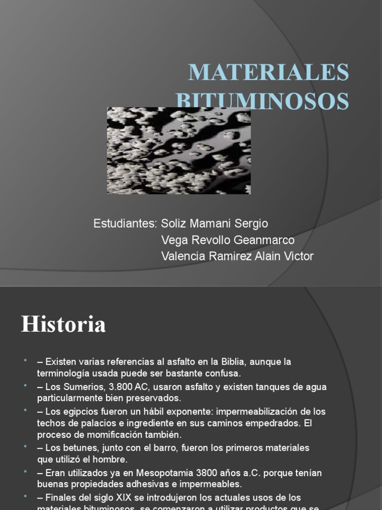 Materiales Bituminosos | PDF | Asfalto | Sustancias químicas