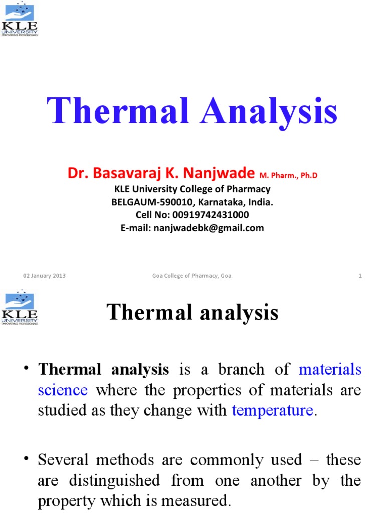 Thermal Analysis | PDF | Thermogravimetric Analysis | Differential ...