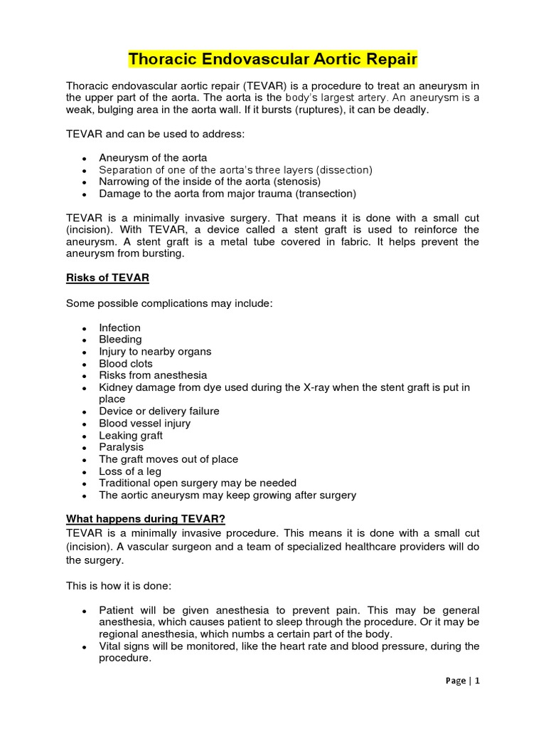Thoracic Endovascular Aortic Repair Pdf Interventional Radiology