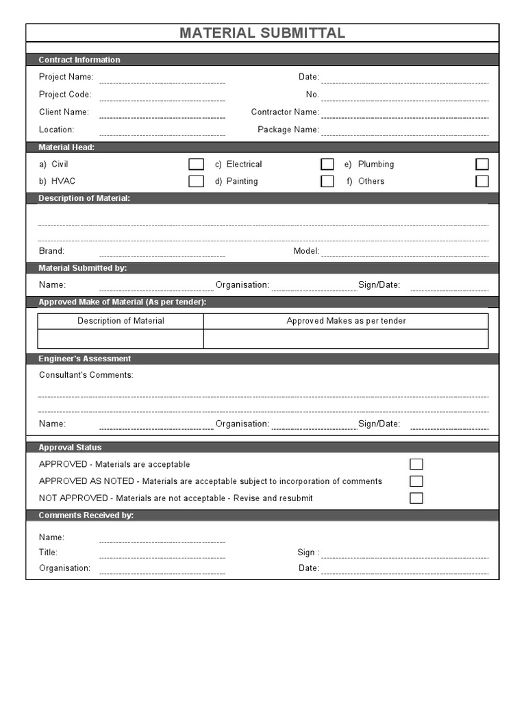 Material Submittal Form | PDF