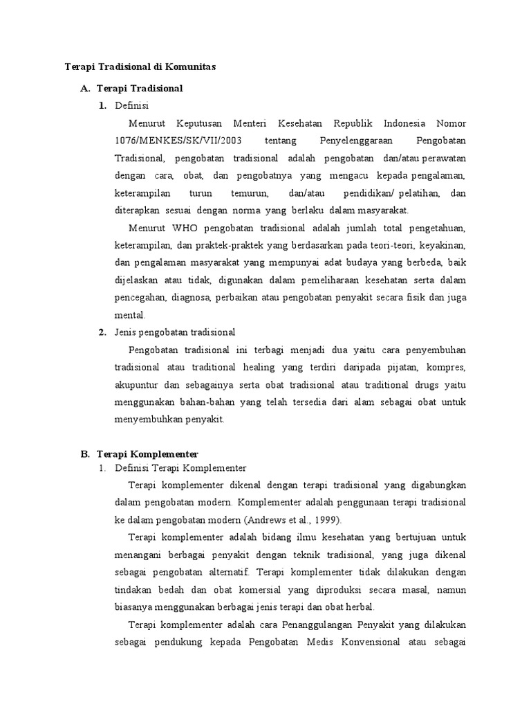 Terapi Tradisional Di Komunitas | PDF