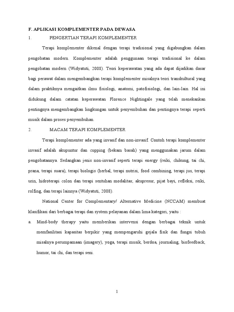 Aplikasi Komplementer Pada Dewasa | PDF