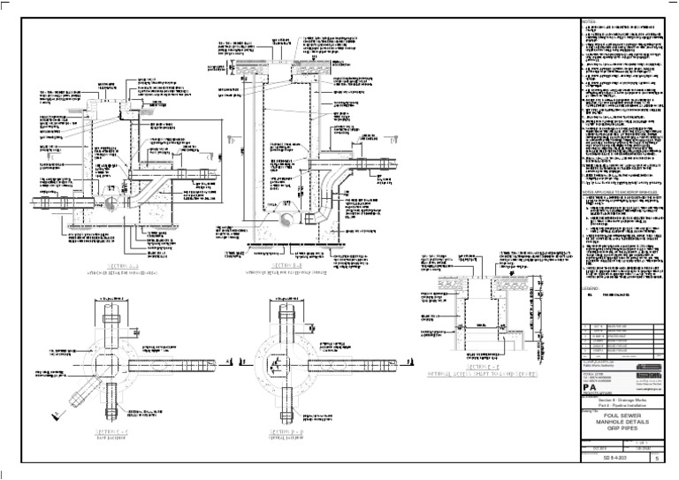 SD 8-4-203 Foul Sewer Manhole Details GRP Pipes | PDF