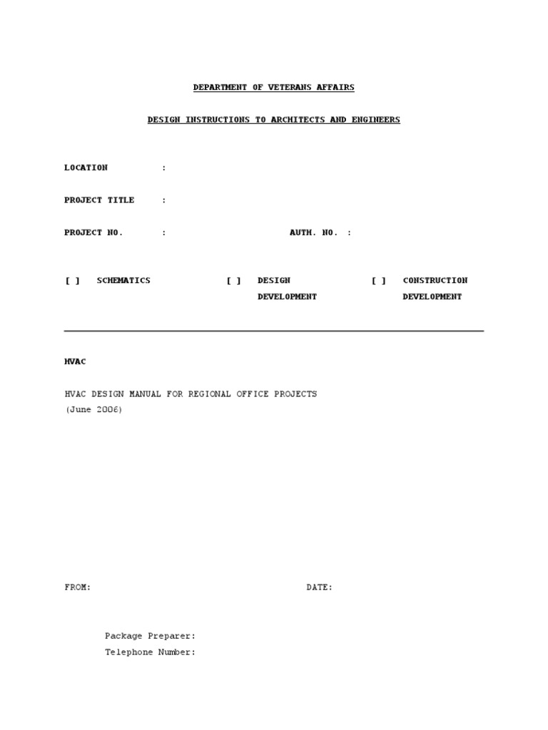 Department of Veterans Affairs: Hvac Design Manual For Regional Office ...