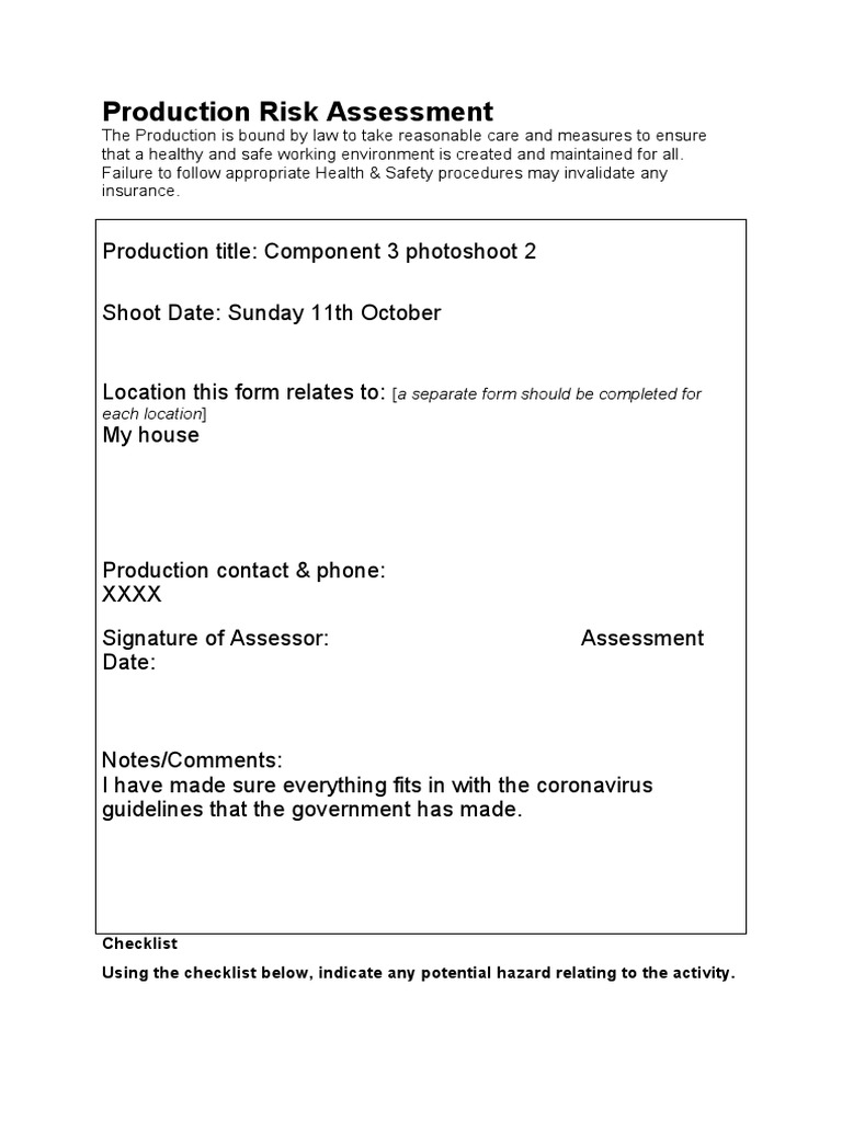 Risk Assessment Photoshoot 2 | PDF | Fires | Risk