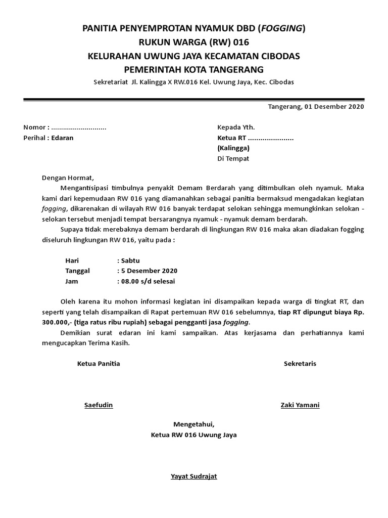 Surat Edaran Fogging | PDF