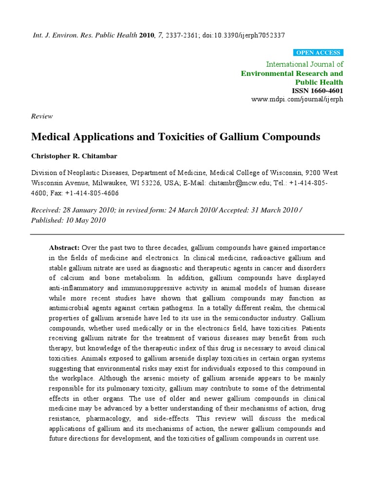 Medical Applications and Toxicities of Gallium Compounds | PDF ...