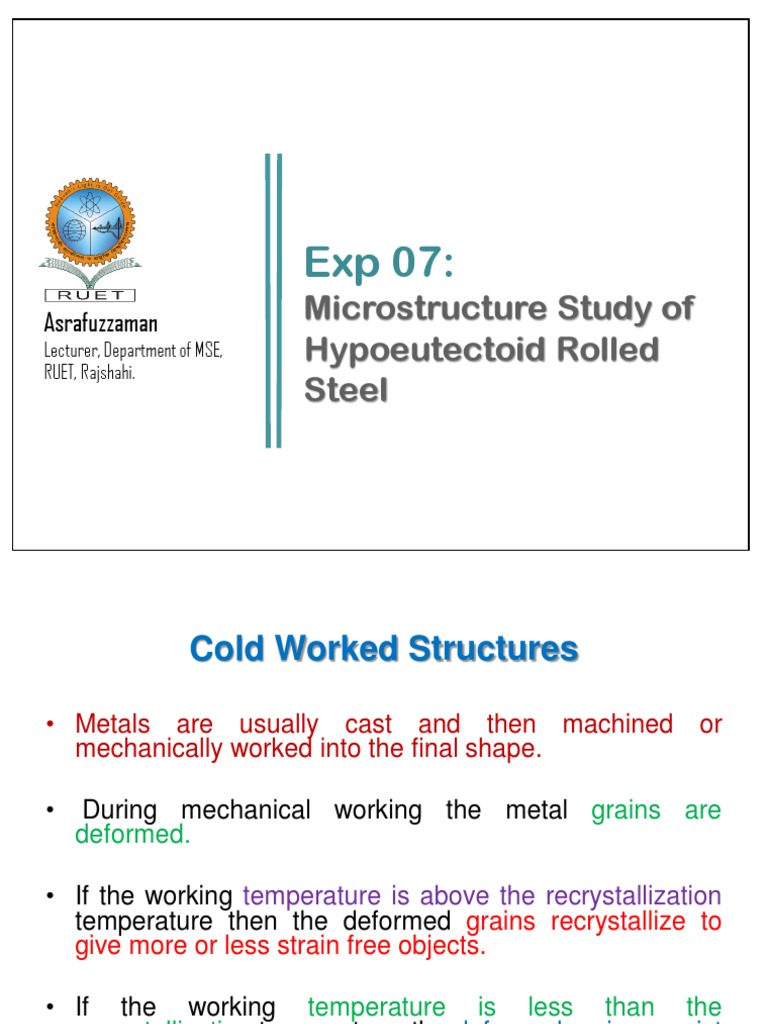 Microstructure Study of Hypoeutectoid Rolled Steel: Asrafuzzaman | PDF