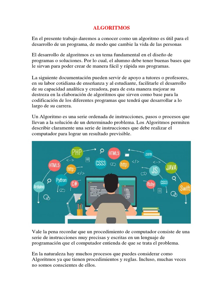 ALGORITMOS | PDF | Algoritmos | Programación de computadoras