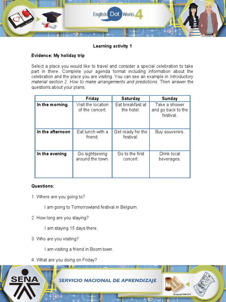 Learning Activity 1 Evidence: My Holiday Trip | PDF