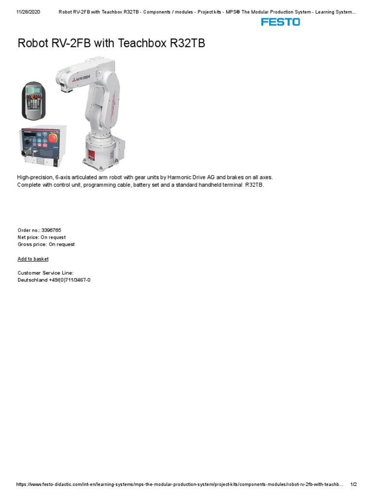 Robot RV-2FB With Teachbox R32TB - Components - Modules - Project Kits ...