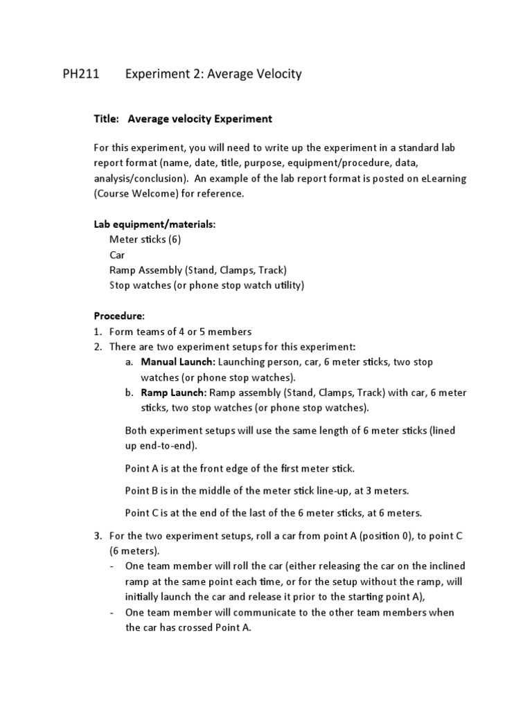 Title: Average Velocity Experiment | PDF | Nature