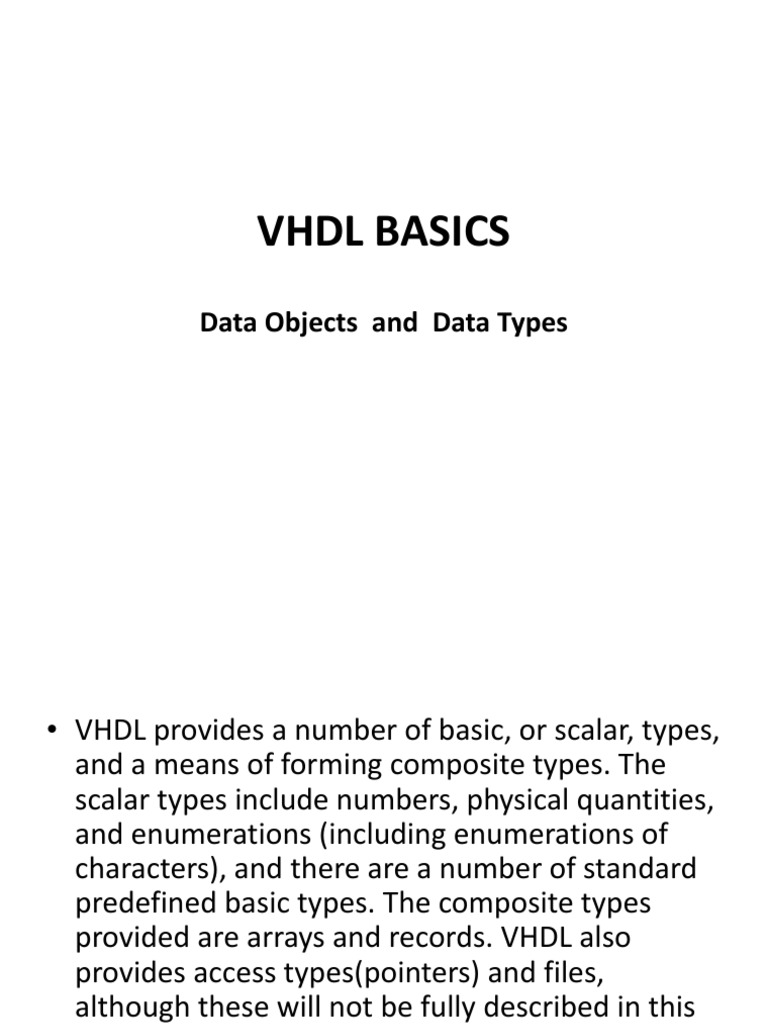 VHDL Basics: Data Objects and Data Types | PDF | Data Type | Variable (Computer Science)