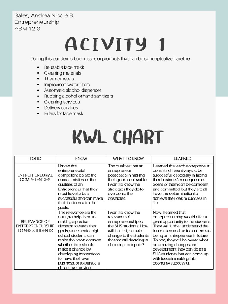 KWL Chart | PDF