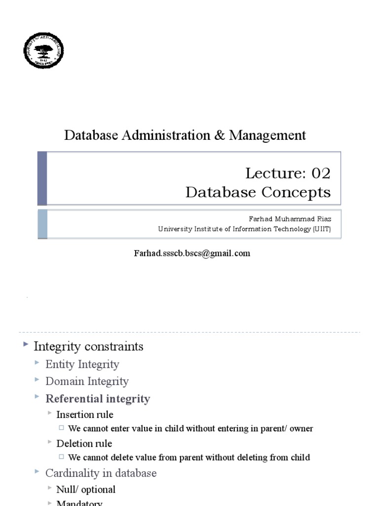 Database Administration & Management | PDF | Databases | Relational Database