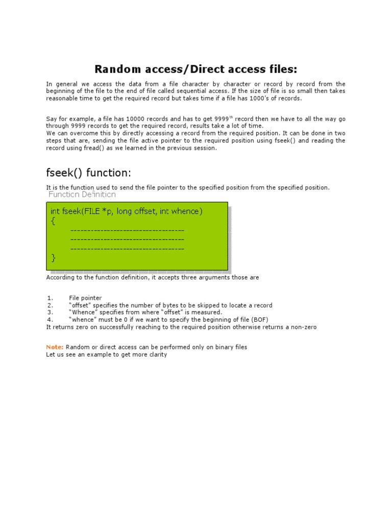 Random Access Files In C Pdf Pointer Computer Programming Data 3602