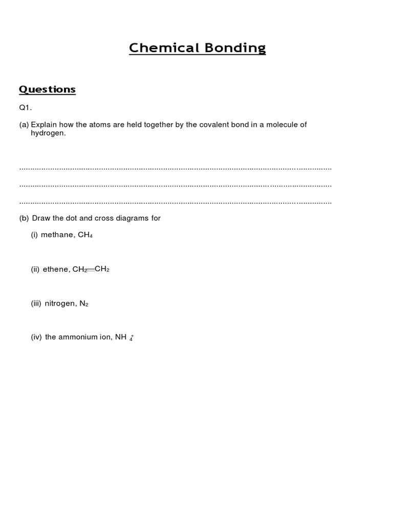 Worksheet 1 - Chemical Bonding | PDF | Chemical Bond | Covalent Bond