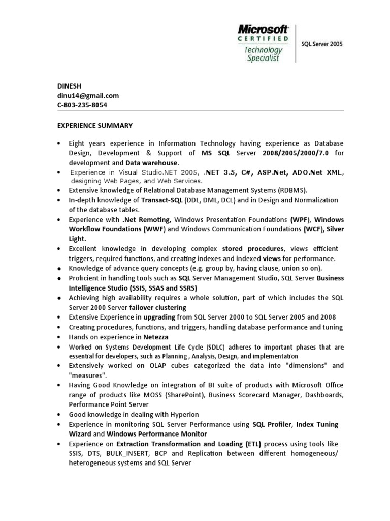 SQL Developer-Dinesh | PDF | Microsoft Sql Server | Relational Database