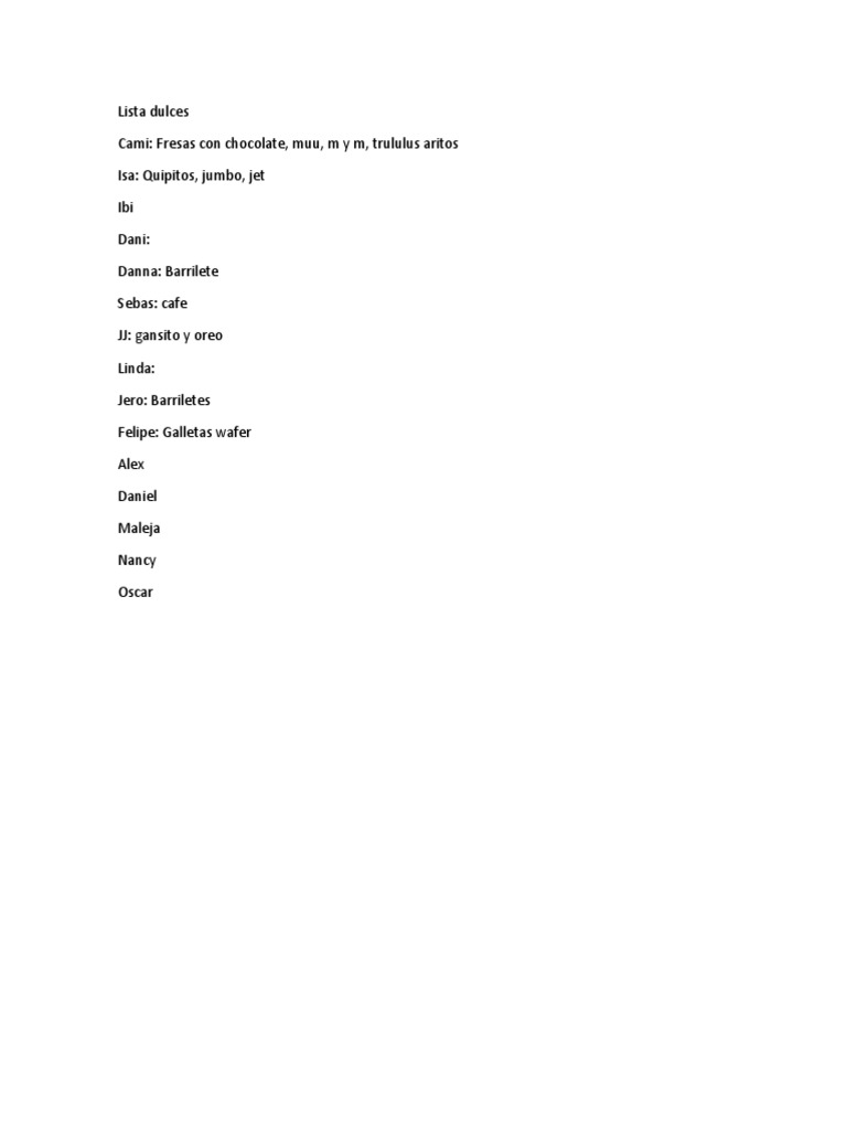 Lista Dulces | PDF