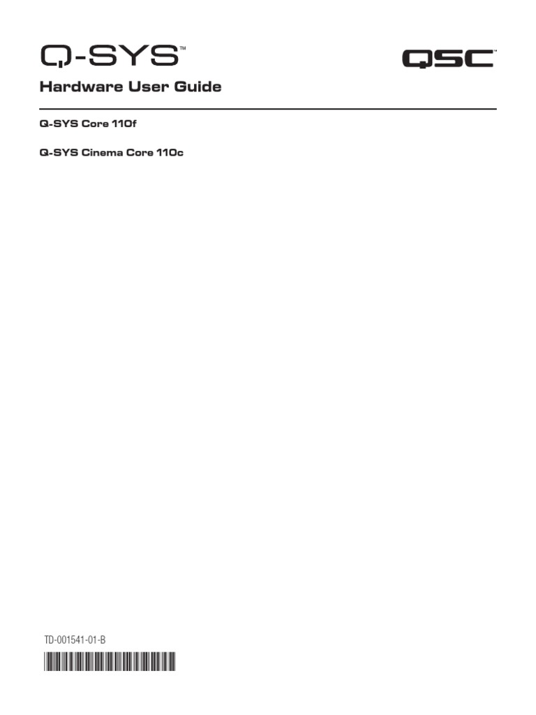 Hardware User Guide: Q-SYS Core 110f Q-SYS Cinema Core 110c | PDF ...