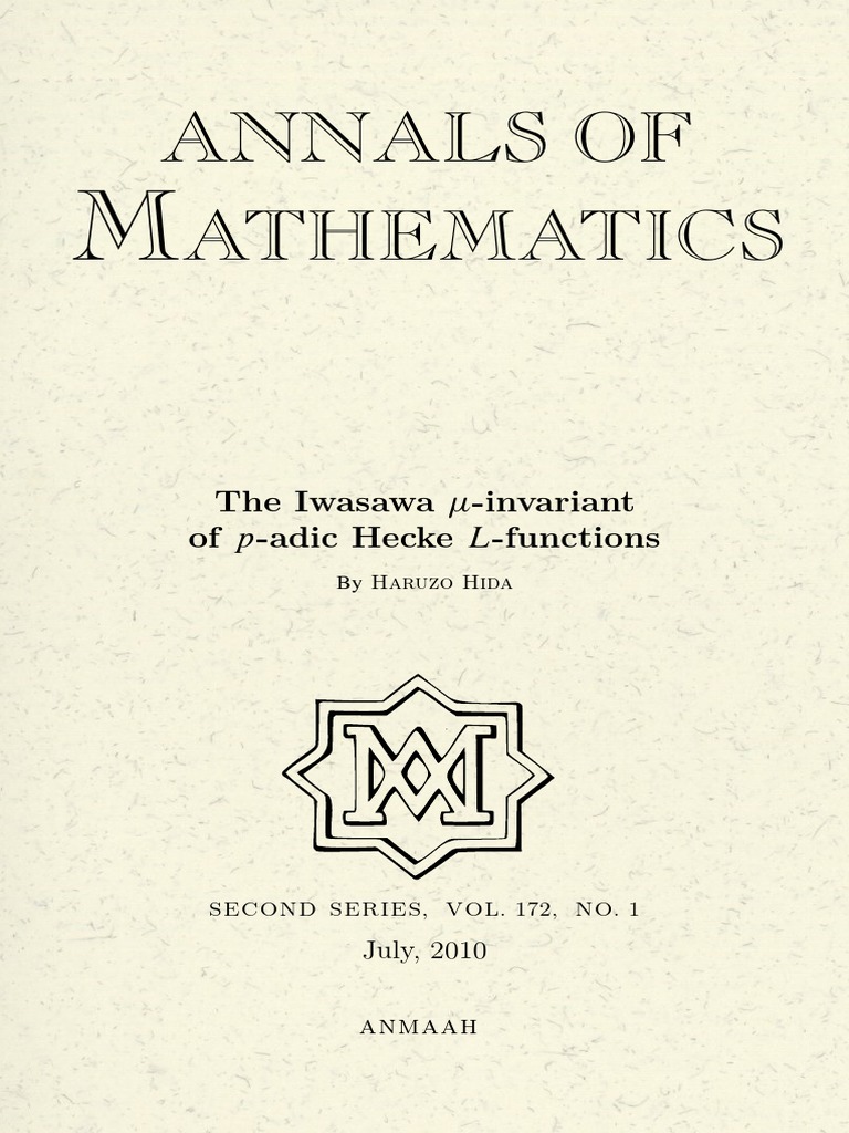 Annals v172 n1 p02 S | PDF | Field (Mathematics) | Group (Mathematics)