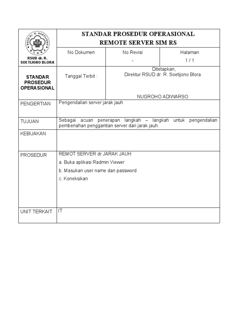 SOP Remote Server | PDF