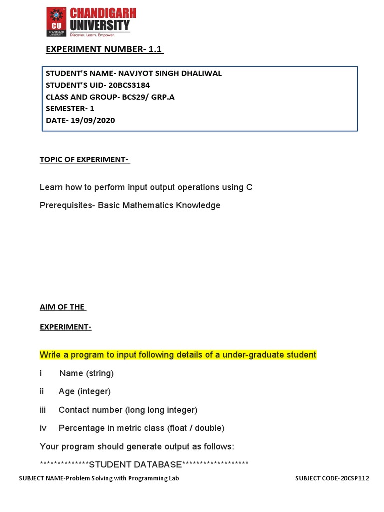 Worksheet 1.1 | PDF | Subroutine | Software Development