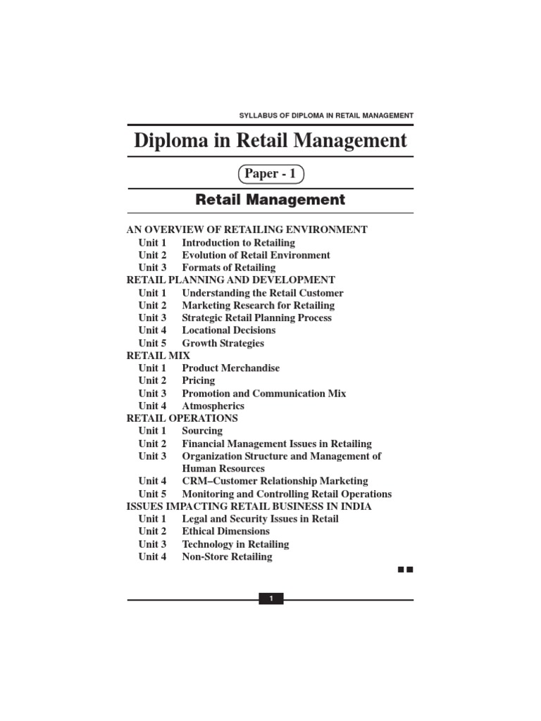 Retail Management Diploma Guide | PDF | Consumer Behaviour | Supply ...