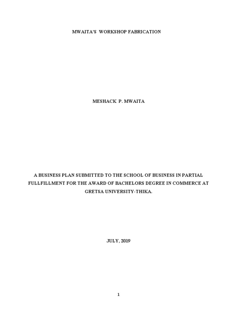 Samuel Muthui Mwangi Business Plan (Done) | PDF | Retail | Sales