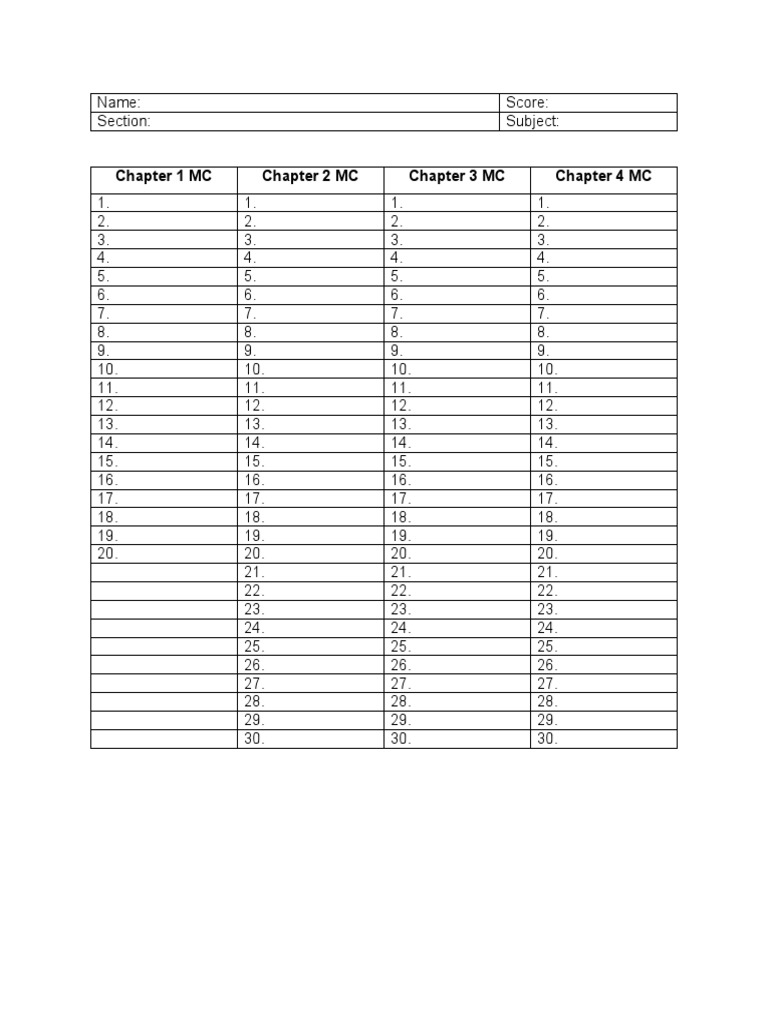 Chapter 1 MC Chapter 2 MC Chapter 3 MC Chapter 4 MC | PDF