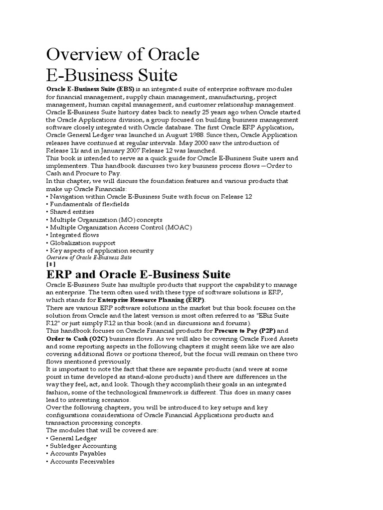 Overview of Oracle E-Business Suite | Download Free PDF | Enterprise ...